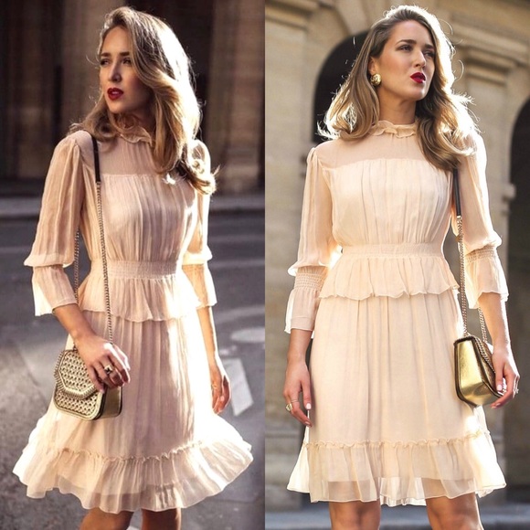 bohme | Dresses | Bohme Blush Pink Ruffle Midi Dress Extra Small | Poshmark